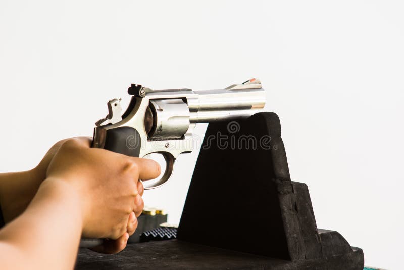Shooting gun training stock image. Image of hold, white - 94560497