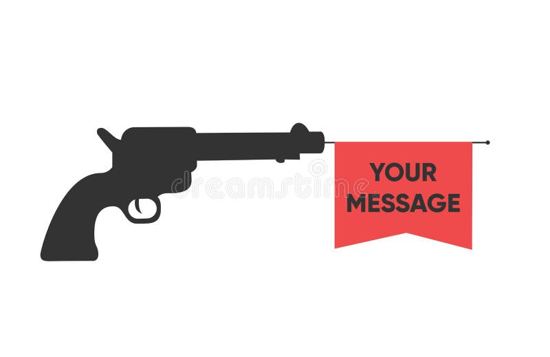 Shooting Gun with Vector Flag and YOUR MESSAGE Template. Weapon Pistol ...