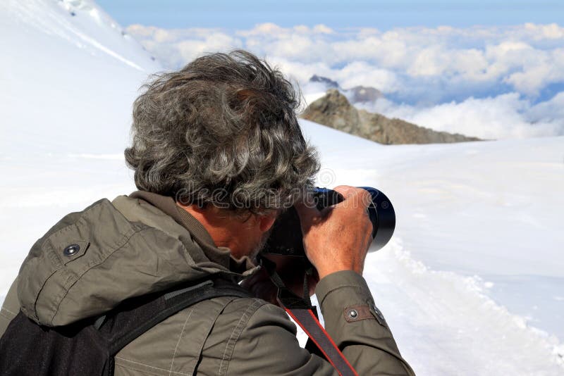 Shooting Snow and Ice in the Swiss Mountains Stock Image - Image of ...