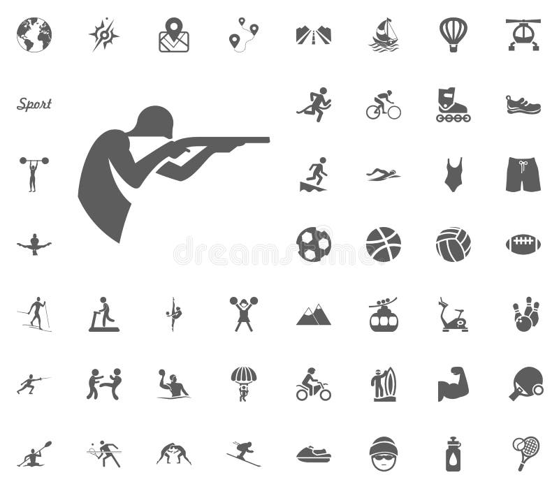 Shooting Icon. Sport Illustration Vector Set Icons. Set of 48 Sport ...