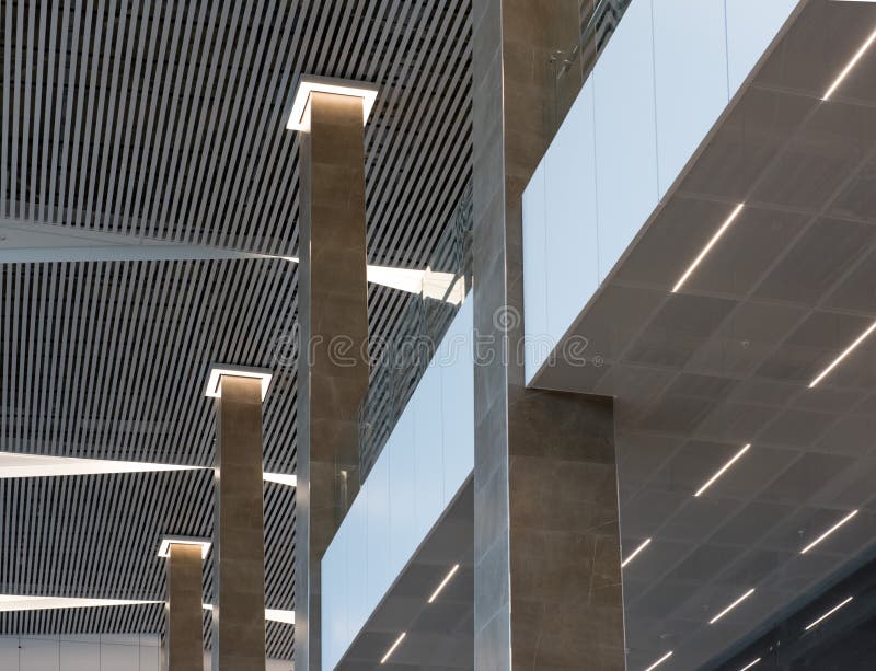 Modern Interior with Light and Column Stock Photo - Image of ...