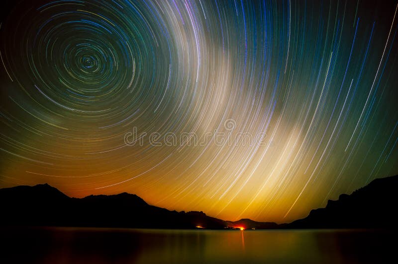Shooting at Long Exposure. Starfall. Night Sky. Stars in the Night Sky ...