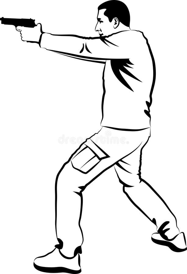 Shooting man stock vector. Illustration of sketch, firearm - 303792032