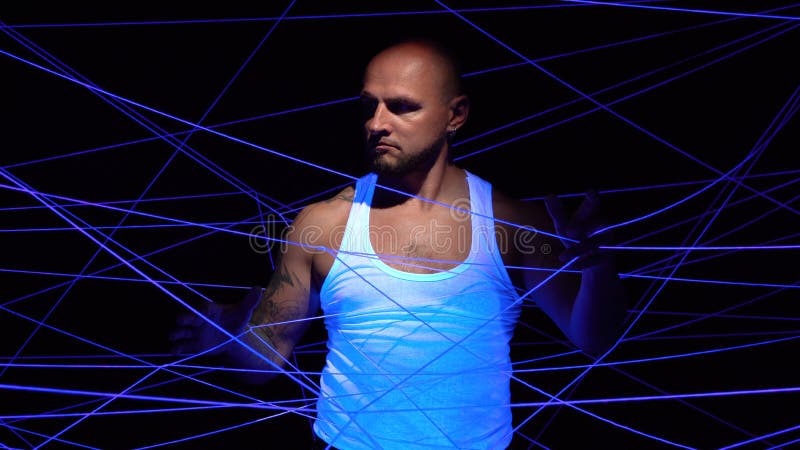 Image of Bald Man Tangled in White Threads Stock Image - Image of bald ...