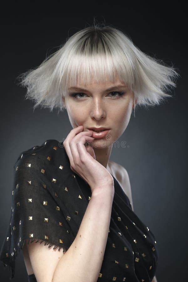 Shooting Model Tests. Professional Model Posing in the Studio. Stock ...