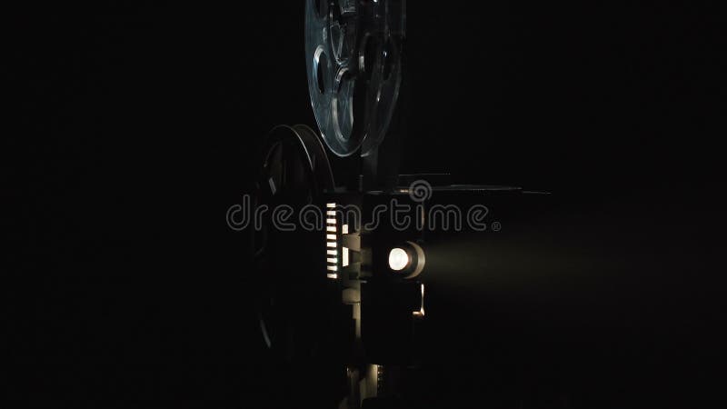 Shooting of Old Film Projector on Black Background Stock Footage ...