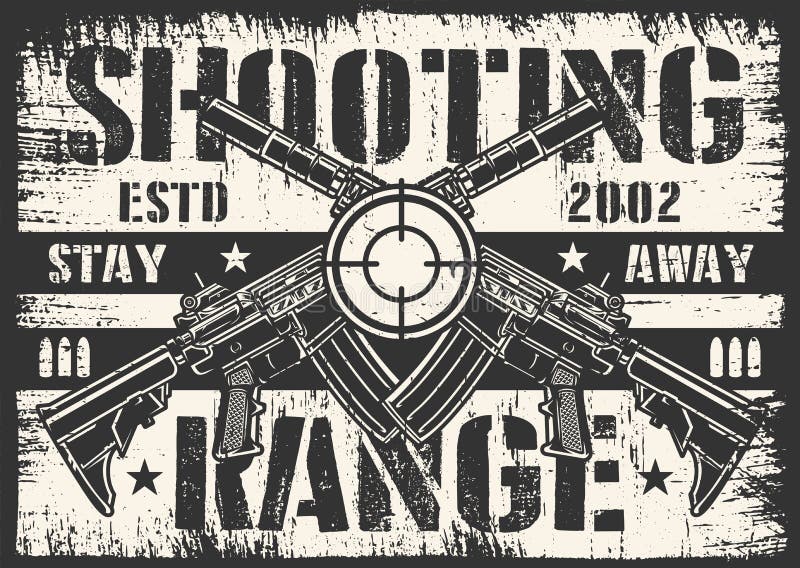 Shooting Range Element Vintage Monochrome Stock Vector - Illustration ...