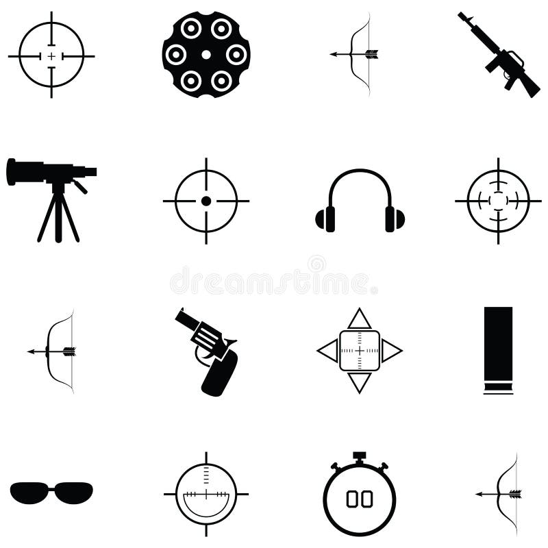 Shooting range icon set stock vector. Illustration of sight - 120571309