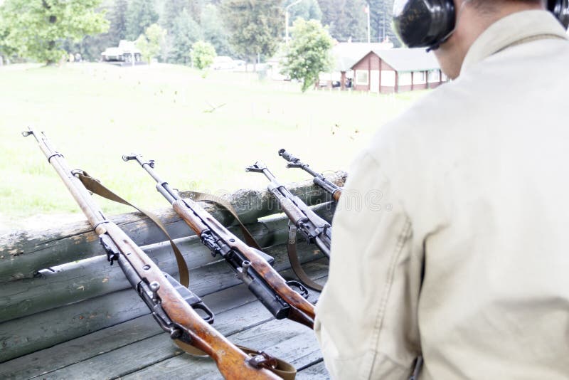 Military Training. the Weapon is at the Ready. Machine Guns, Rifles ...