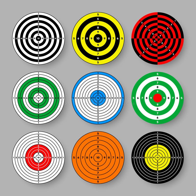 Shooting Range Paper Targets. Round Target with Divisions, Marks and ...