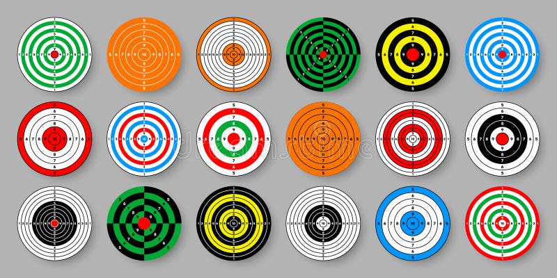 Shooting Range Paper Targets. Round Target with Divisions, Marks and ...