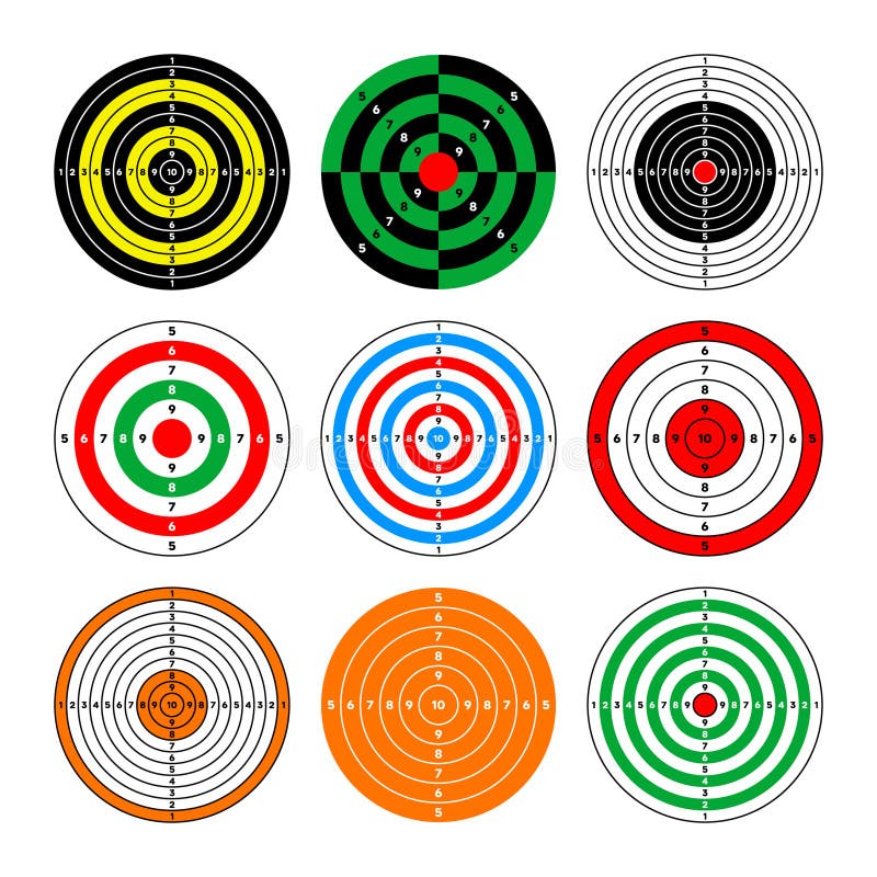 Shooting Range Paper Targets. Round Target with Divisions, Marks and ...