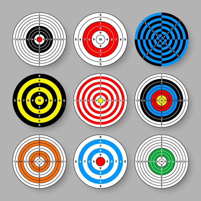 Shooting Range Paper Targets. Round Target with Divisions, Marks and ...