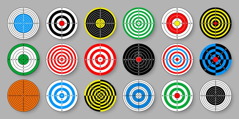 Shooting Range Paper Targets. Round Target with Divisions, Marks and ...
