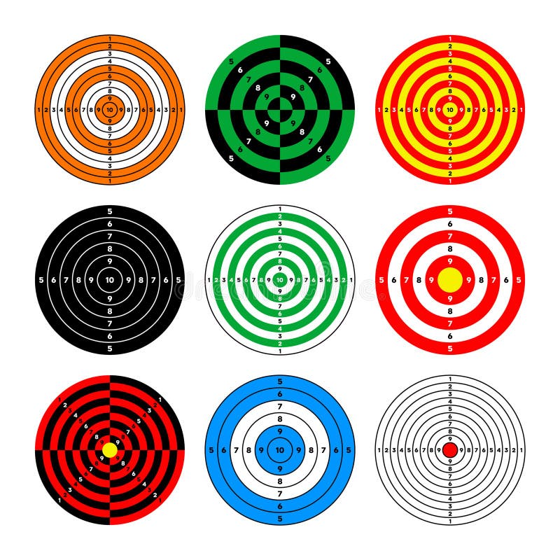 Shooting Range Paper Targets. Round Target with Divisions, Marks and ...