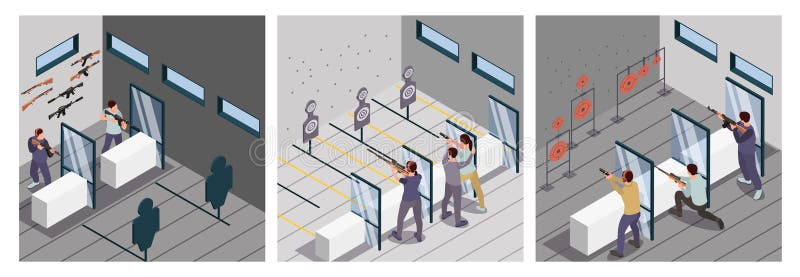 Shooting Range Isometric Set Stock Vector - Illustration of emblem ...