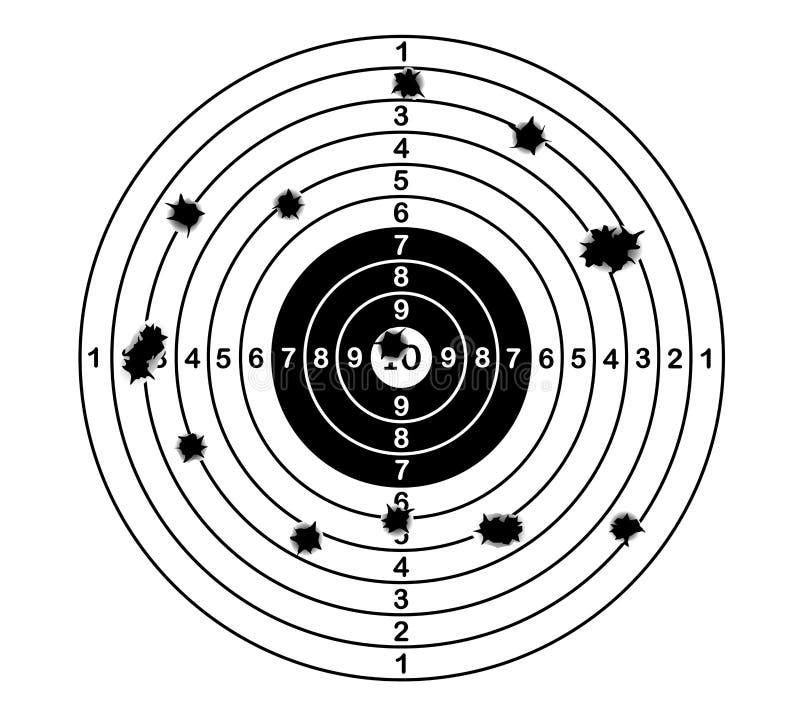 Shooting Range Target Shot of Bullet Holes. Vector Illustration. Stock ...