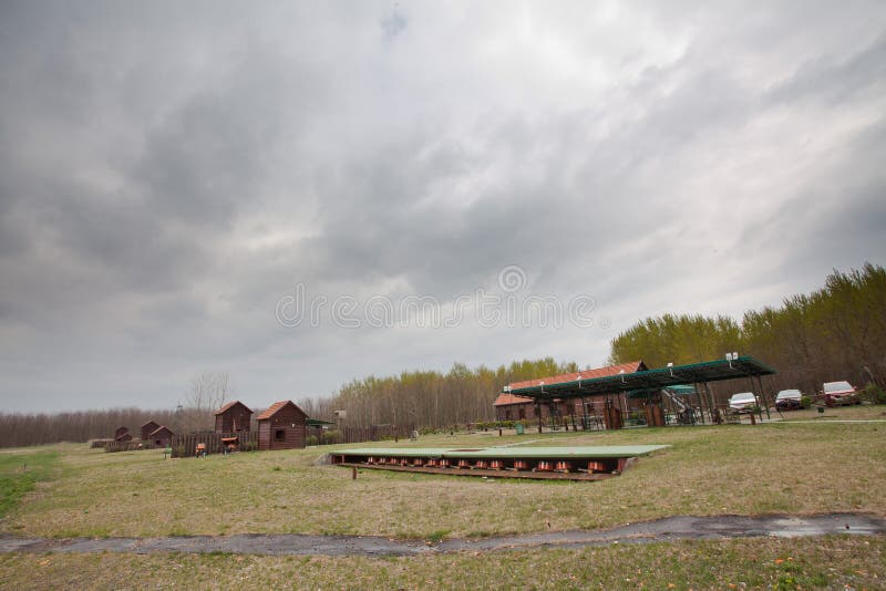 Shooting Range from Front - Shelter for Throwing Machines Stock Photo ...