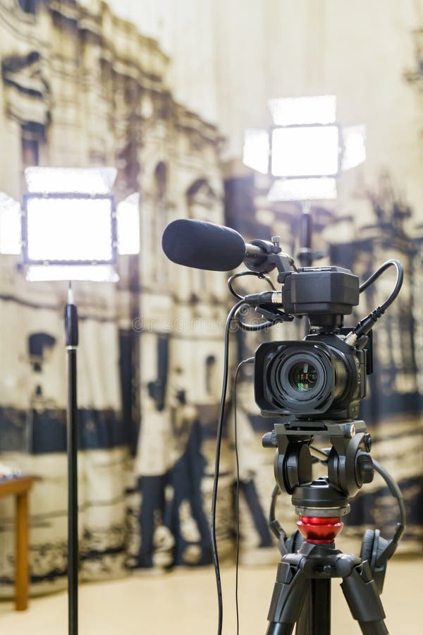 Shooting a Report in the Interior. Video Equipment: Camera, on-camera ...