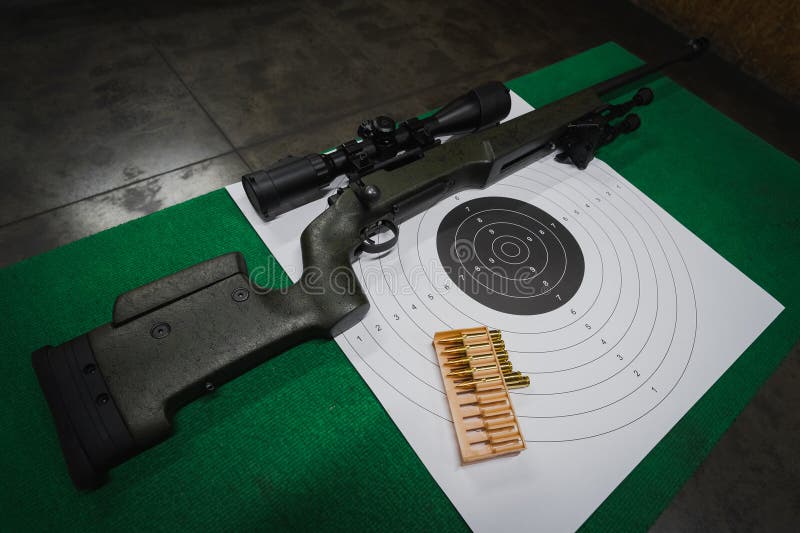 Shooting at the Shooting Range for Accuracy. Sniper Rifle, Cartridges ...