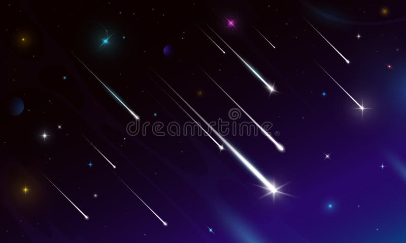 Shooting Sky Stars with Trails, Falling Comets Stock Vector ...