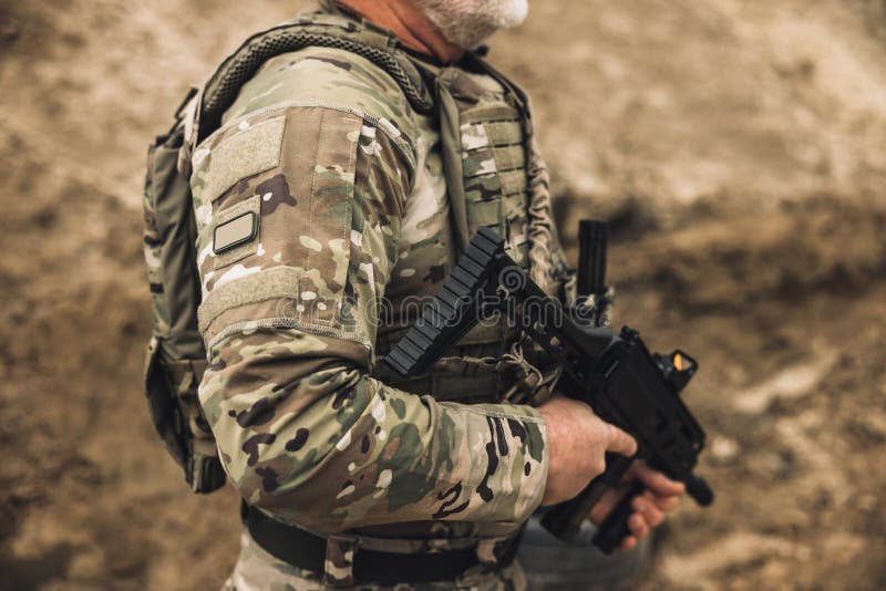 Soldier with a Rifle on a Shooting Range Stock Image - Image of rifle ...