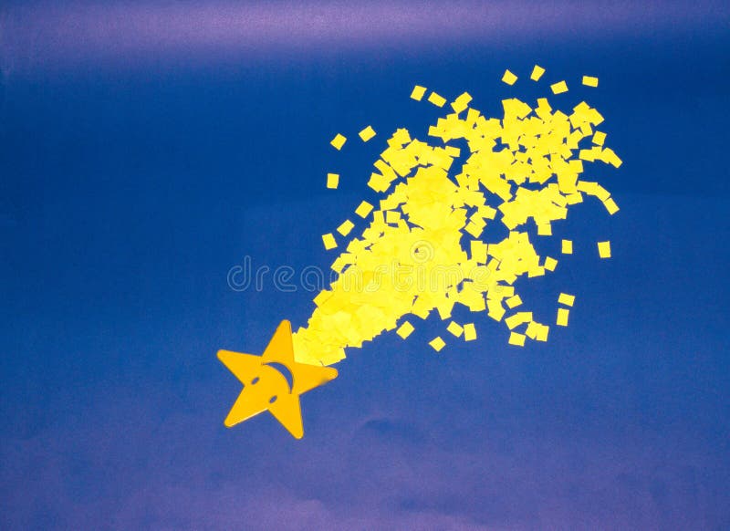 Shooting Star, Creative Art Design on Dark Blue Background, Minimal ...