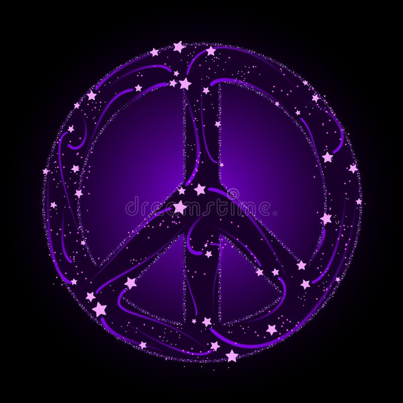 Psychedelic Peace Sign Silhouette Vector Illus Stock Vector ...