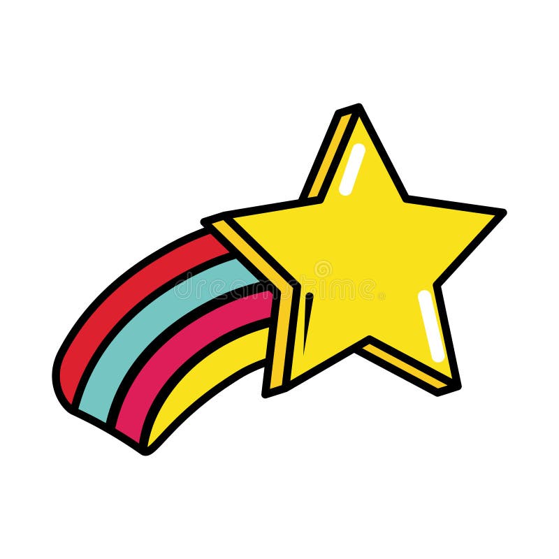 Shooting Star Rainbow Pop Art Comic Style, Flat Icon Stock Vector ...