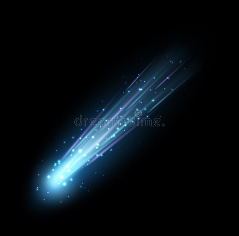 Shooting Star. Realistic Blue Falling Light Stock Vector - Illustration ...