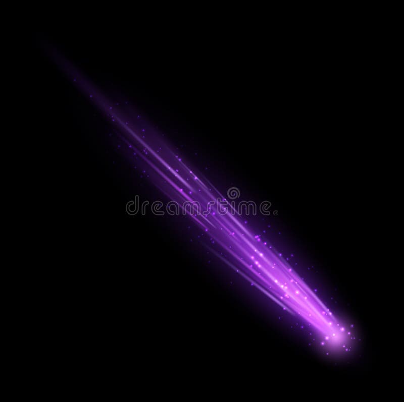 Shooting Star. Realistic Neon Meteor with Sparkling Dust Trail Stock ...