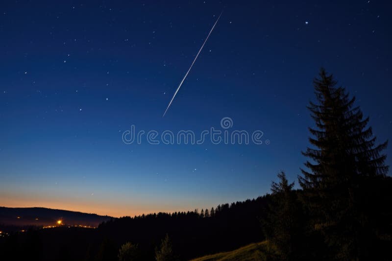 A Shooting Star Streaking Across the Sky Stock Photo - Image of ...