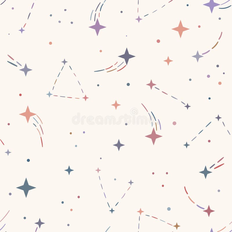 Shooting Star Vector Pattern, Cute Seamless Repeating Backgorund with ...