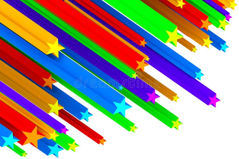 Colorful Shooting Stars Isolated Stock Illustration - Illustration of ...