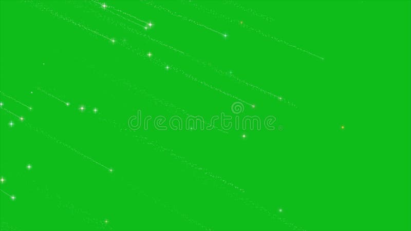 Shooting Stars Falling on Green Screen Background. Blinking Glowing ...