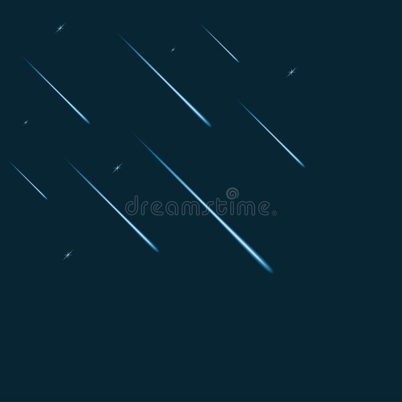 Shooting Stars. Falling Meteorite or Comet with Glowing Light. Galaxy ...