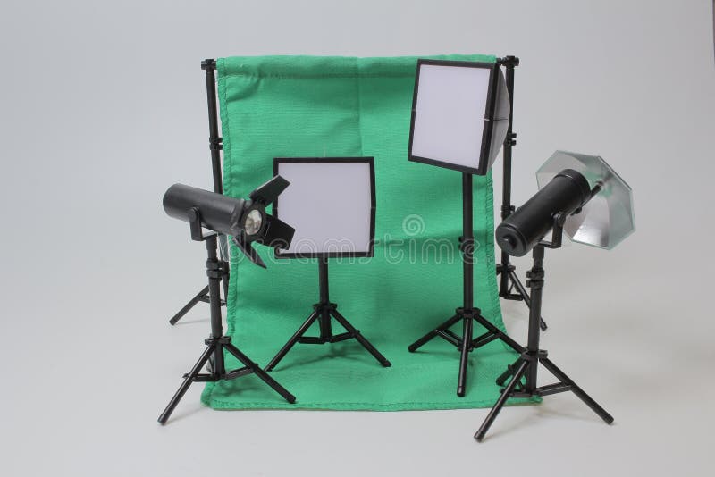 The Shooting Studio with Professional Equipment and Green Screen Stock ...