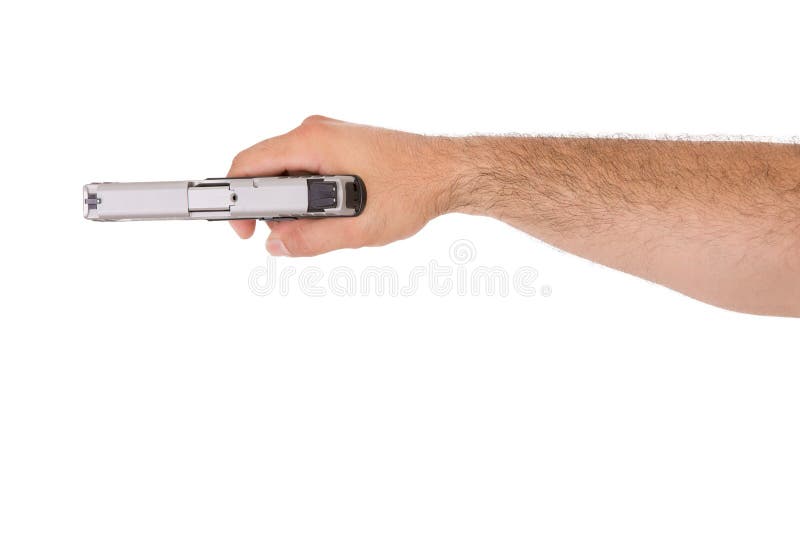 Shooting Style with a Hand Gun from Top View Stock Photo - Image of ...