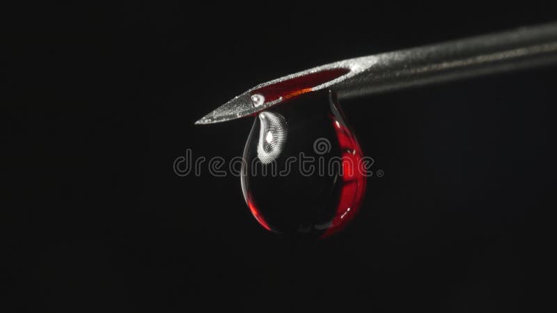 Shooting of Syringe Needle with Drop of Red Liquid Stock Image - Image ...