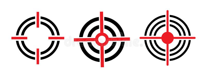 Red and Black Target Aim Icons Set on White Background Representing ...