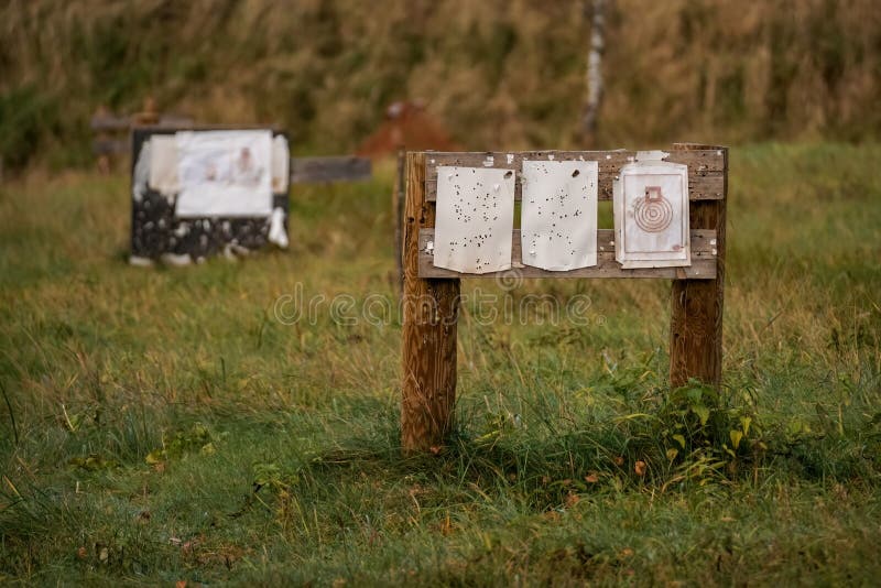Shooting Training Camp with Target in the Forest Stock Photo - Image of ...