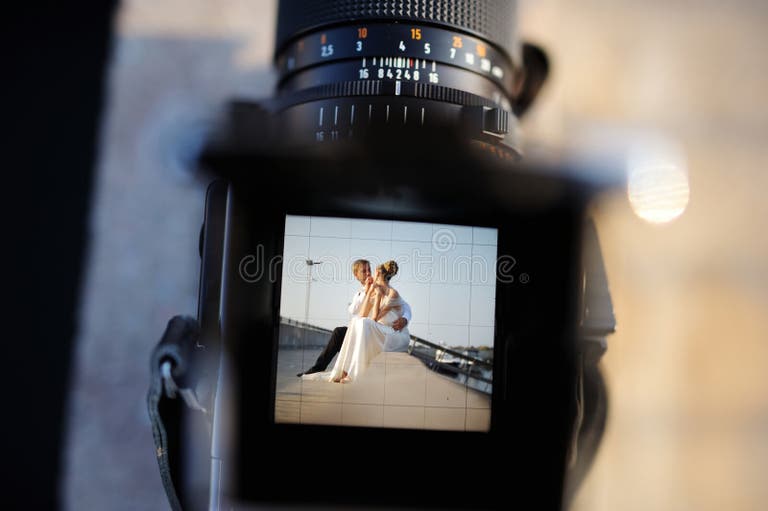 Shooting a Wedding with a Vintage Camera Stock Image - Image of film ...