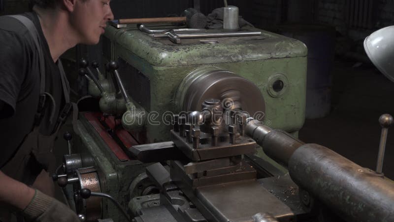 Shooting of Working Process with Metal Details on Lathe Stock Video ...