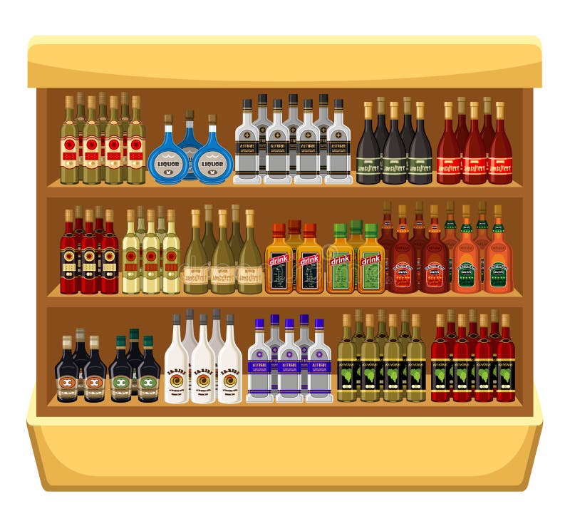 Shop alcoholic beverages. stock vector. Illustration of choice - 38955726