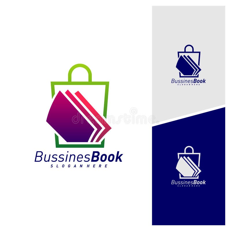 Shop Bag with Book Logo Design Vector Template, Illustration Book ...