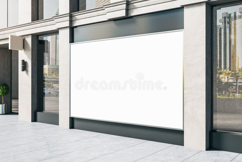 Shop with Blank Banner on Wall Stock Illustration - Illustration of ...