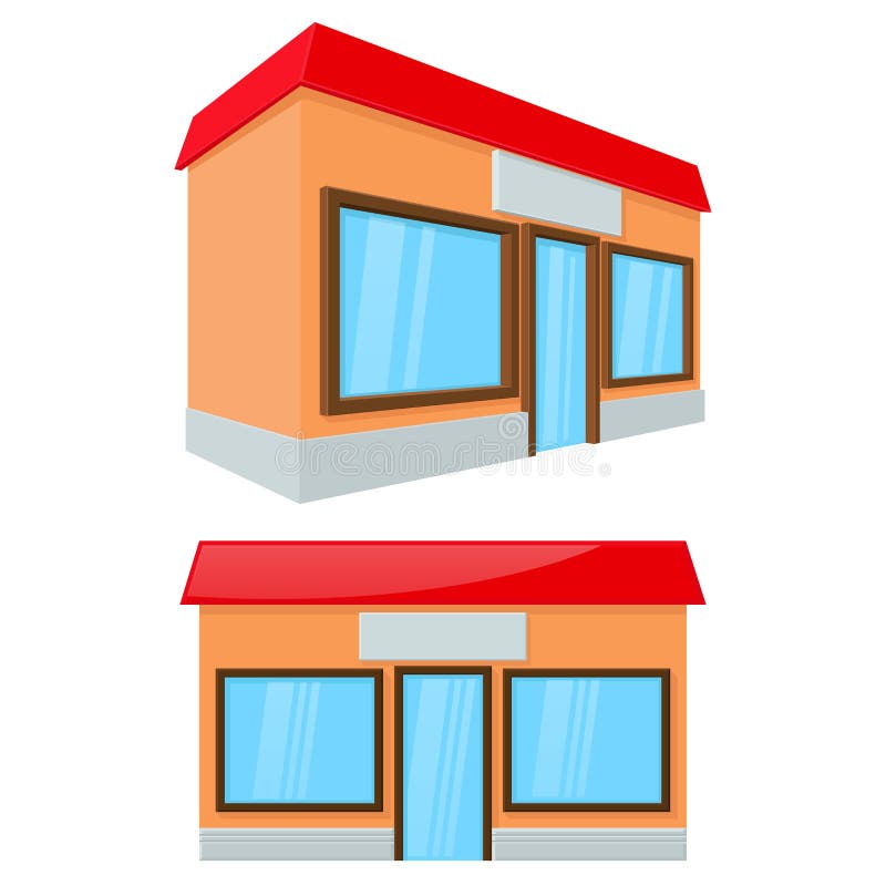 Shop Building. Front and Side View Stock Vector - Illustration of ...
