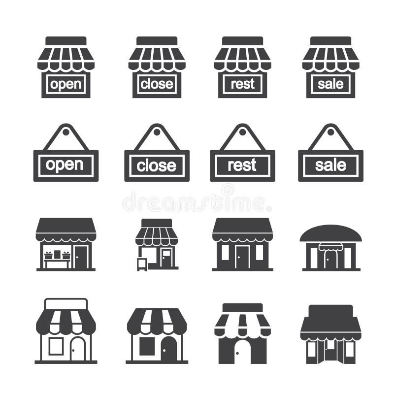 Shop building icon set stock vector. Illustration of interior - 48806853