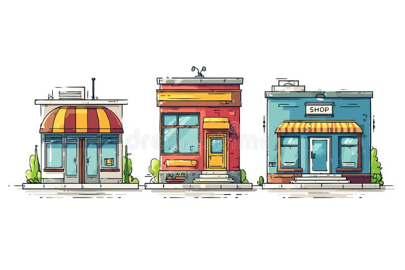 Shop Buildings Set Isolated Stock Vector - Illustration of cartoon ...