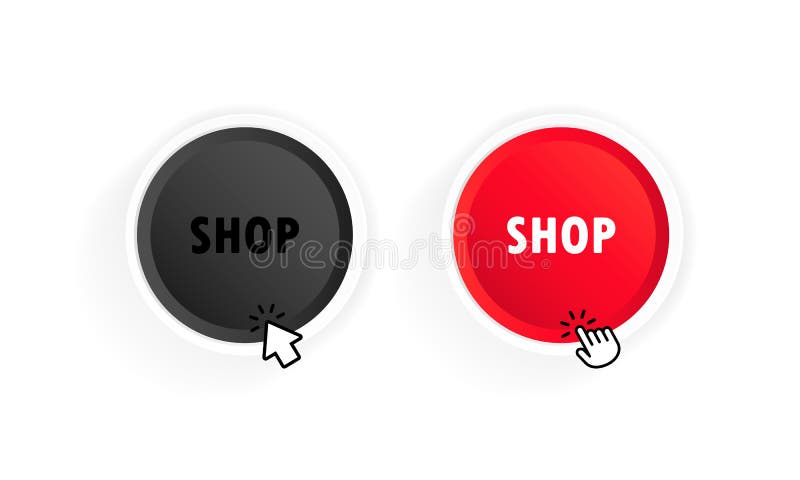 Shop Button with Cursor. Vector on Isolated White Background Stock ...